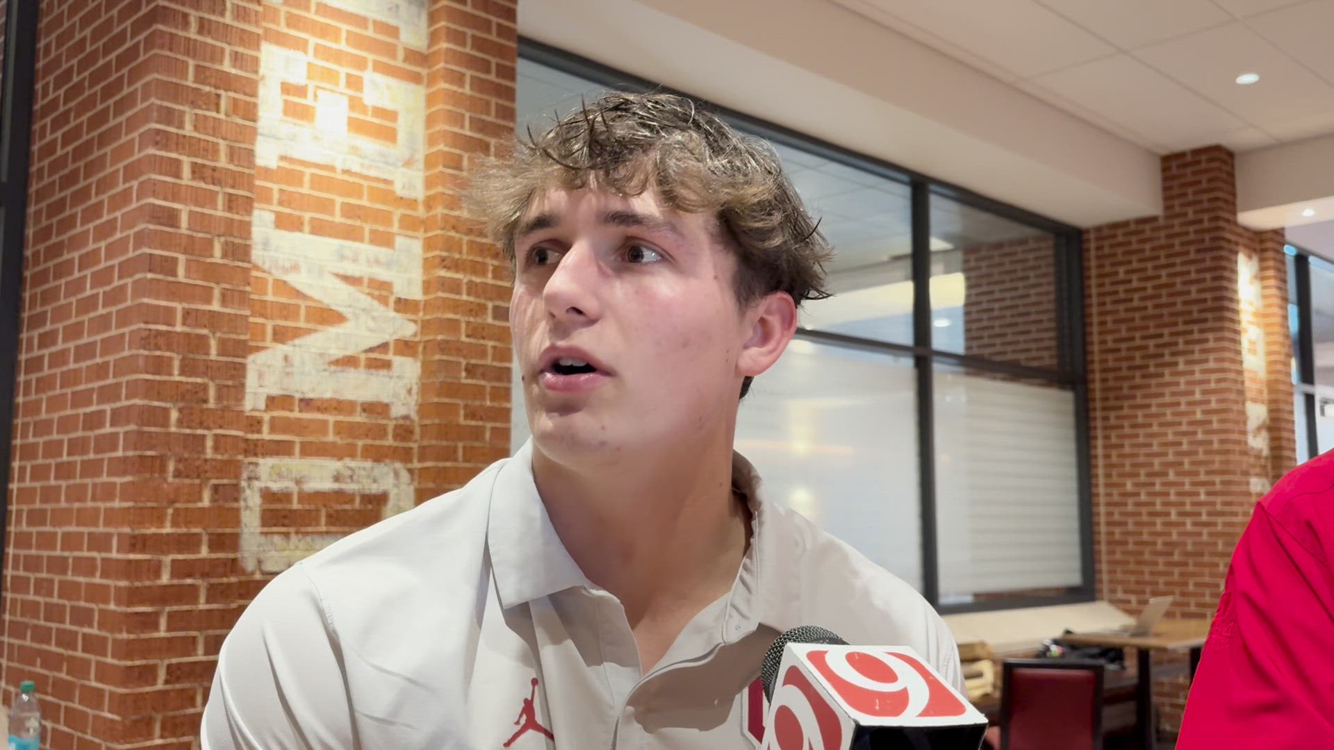 Oklahoma DE Jake Kreul speaks at 2026 spring media day