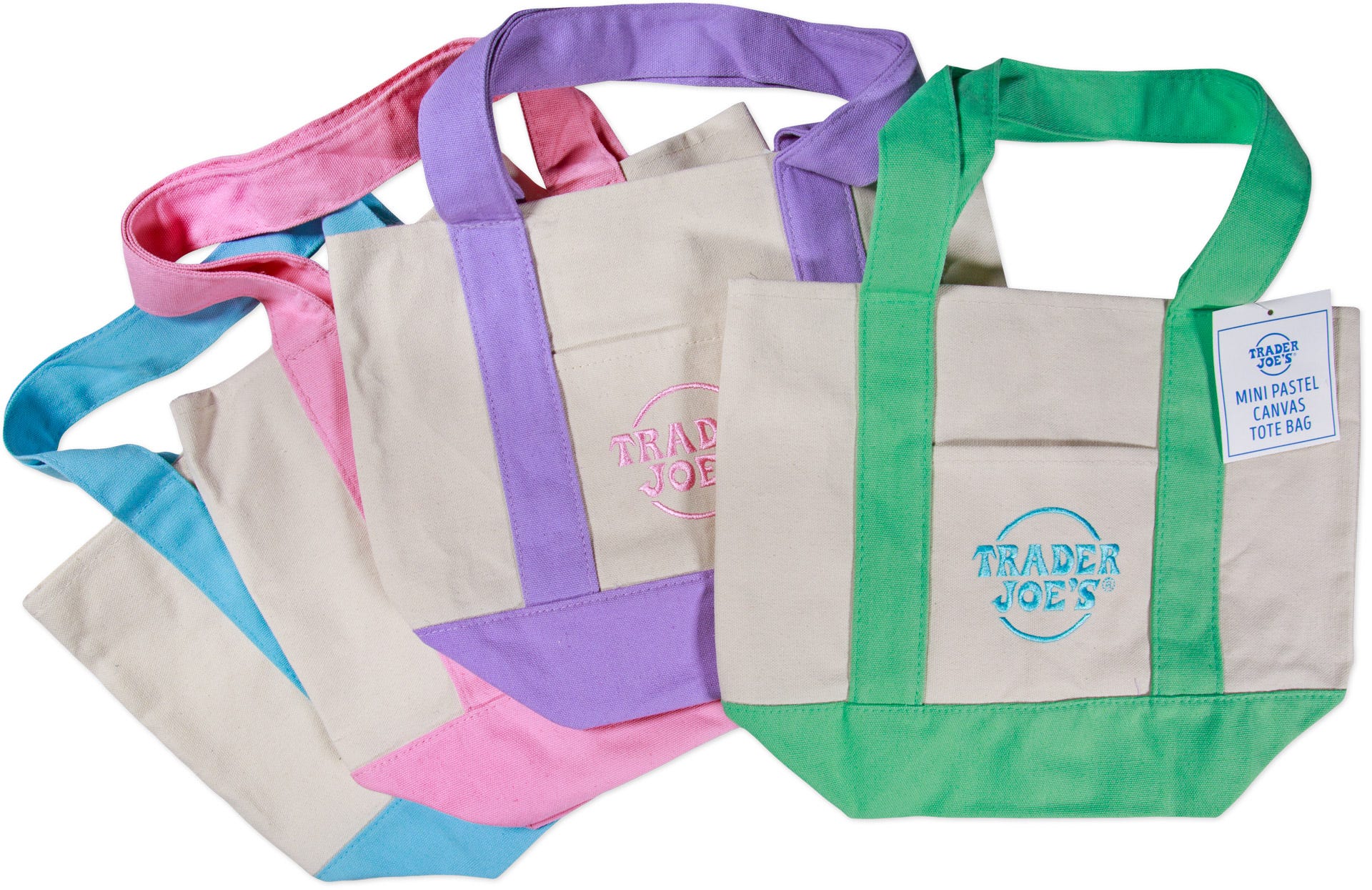 Trader Joe's mini tote bags back for spring. Where to get mini pastel totes