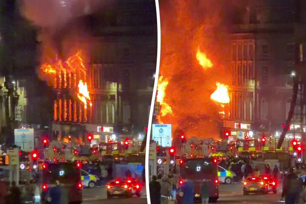 Moment building explodes and collapses after Glasgow vape shop fire