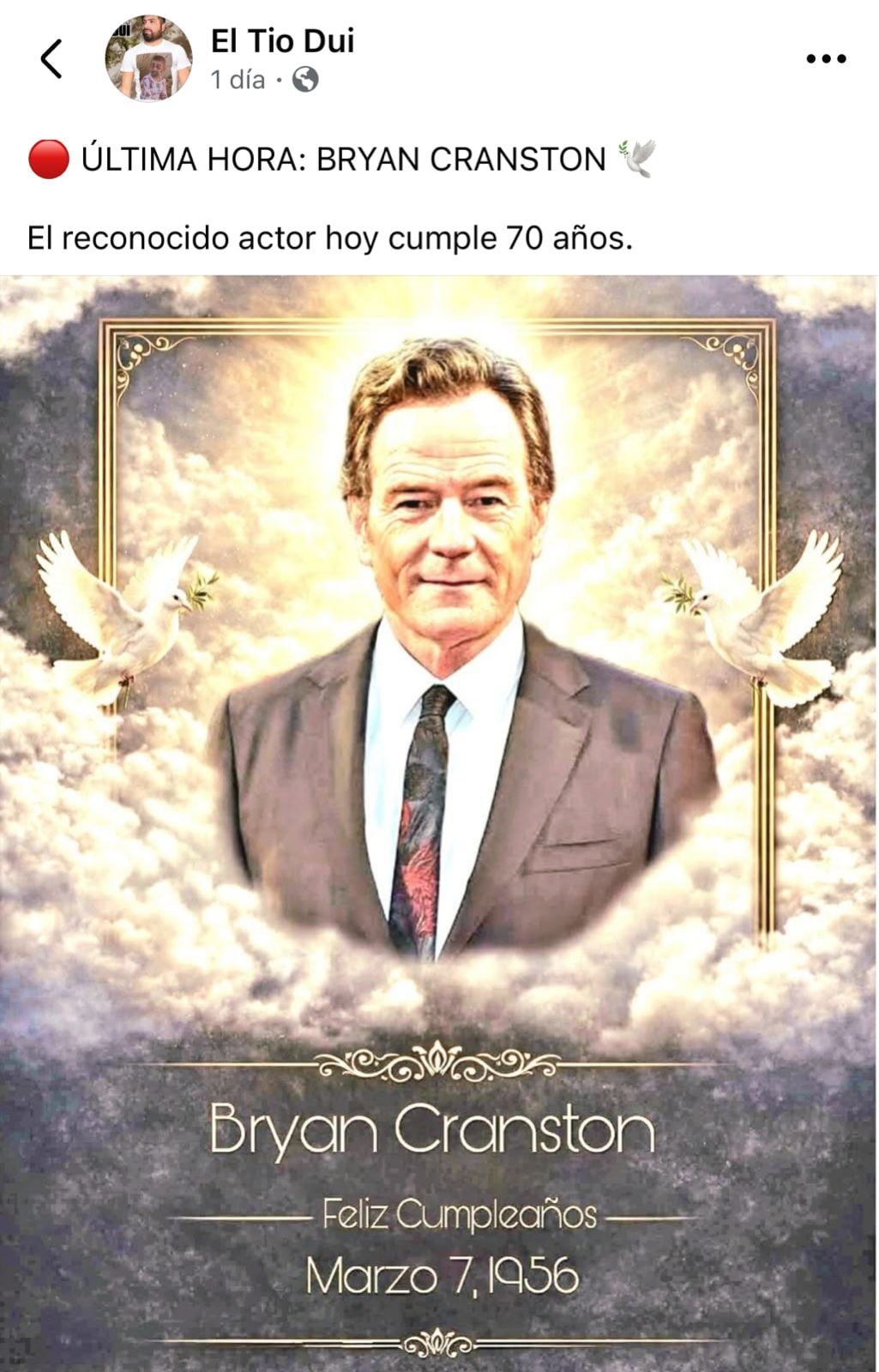 ¿Bryan Cranston murió a los 70 años? Se desata confusión tras ...