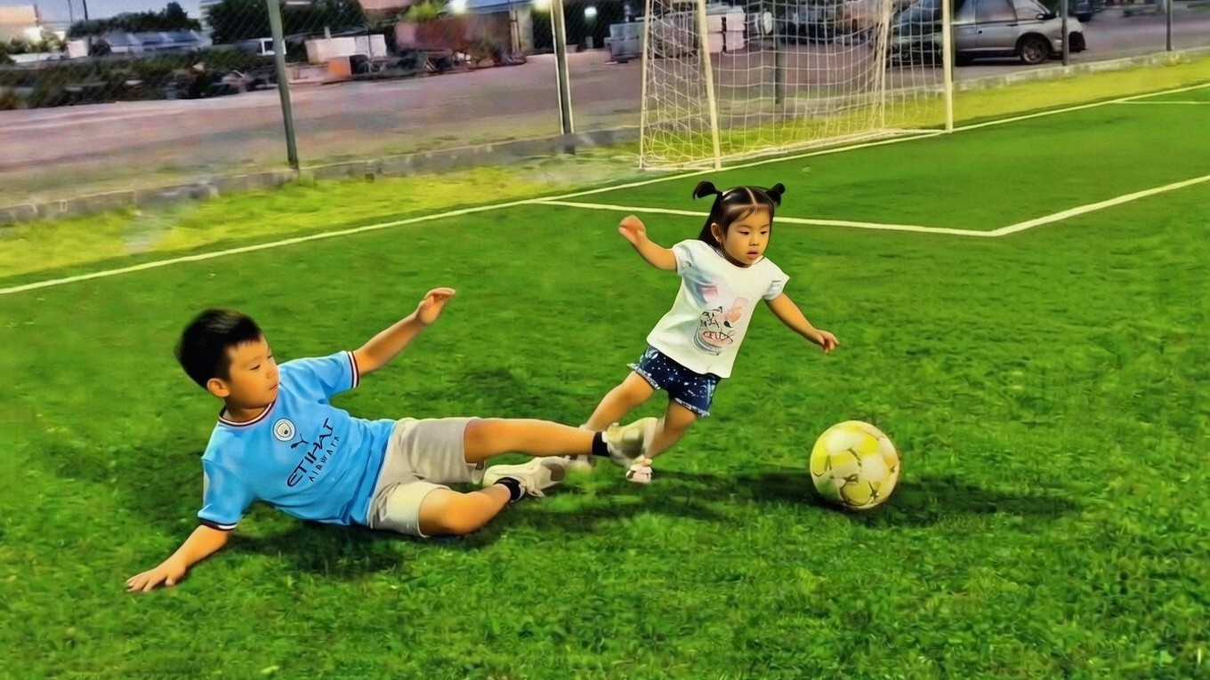 Funny twists and impressive goals in football action