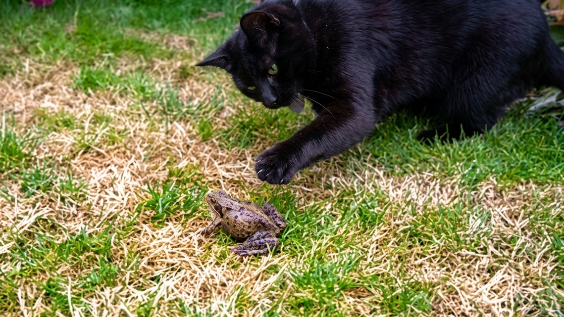 Watch what happens when a cat comes too close to a frog
