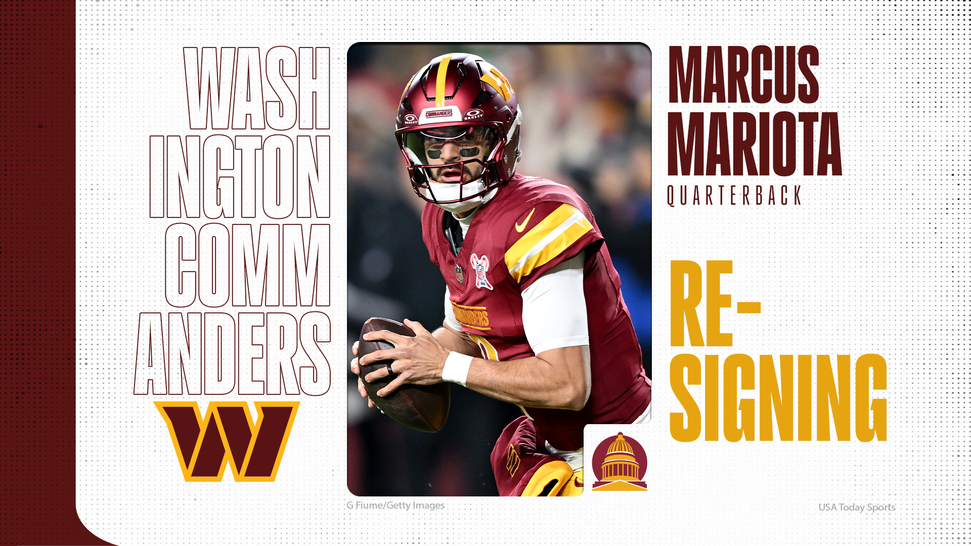 Commanders re-sign quarterback Marcus Mariota