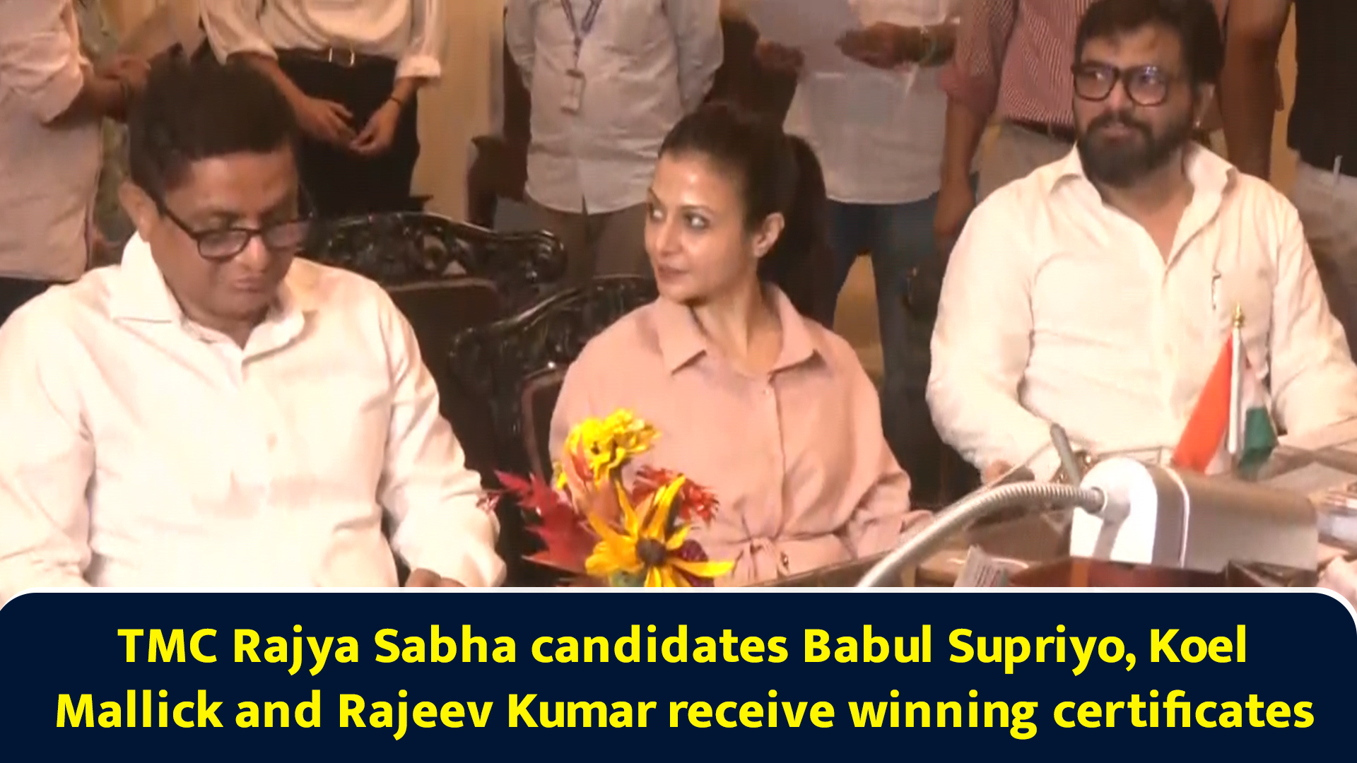 TMC Rajya Sabha candidates Babul Supriyo, Koel Mallick and Rajeev Kumar ...