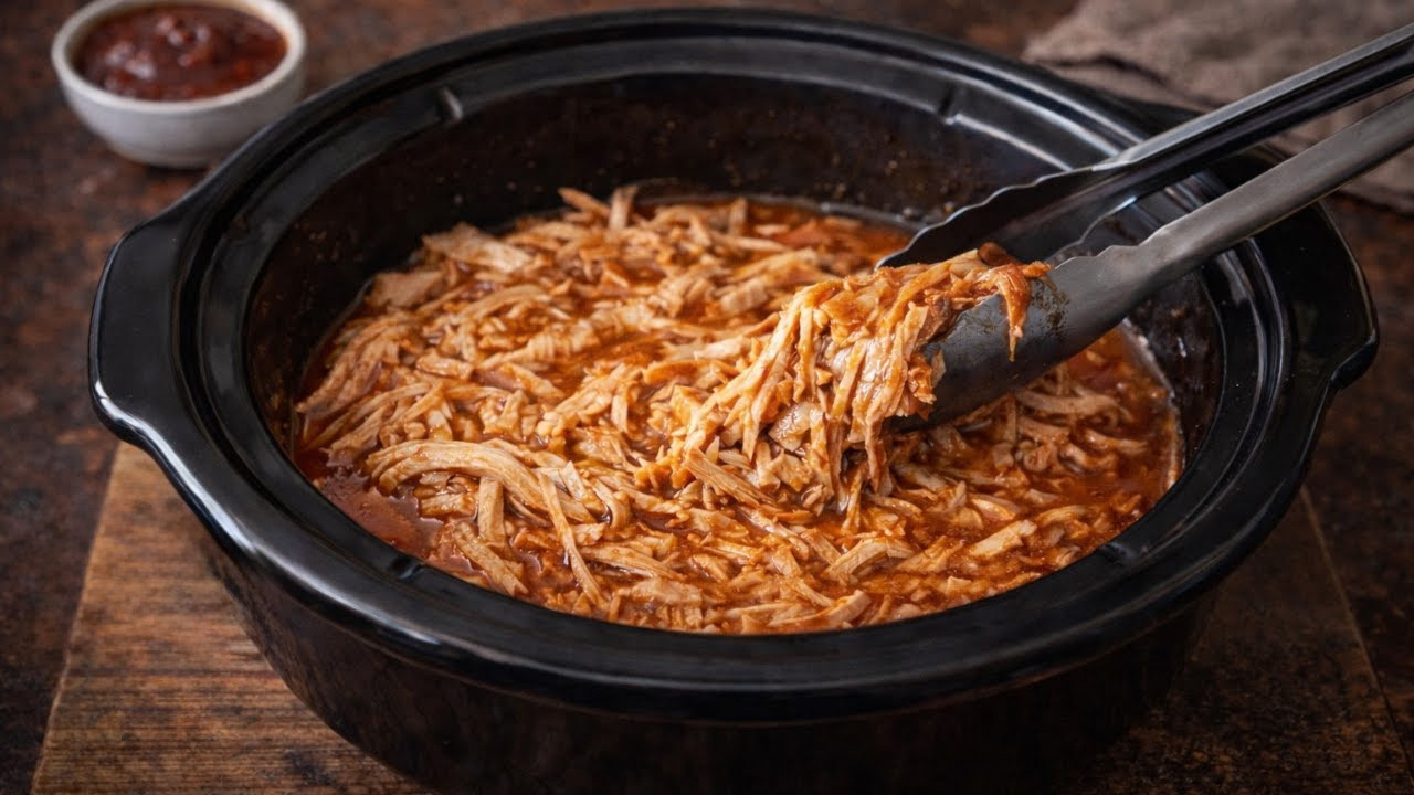 Easy slow cooker barbecue pulled ham recipe