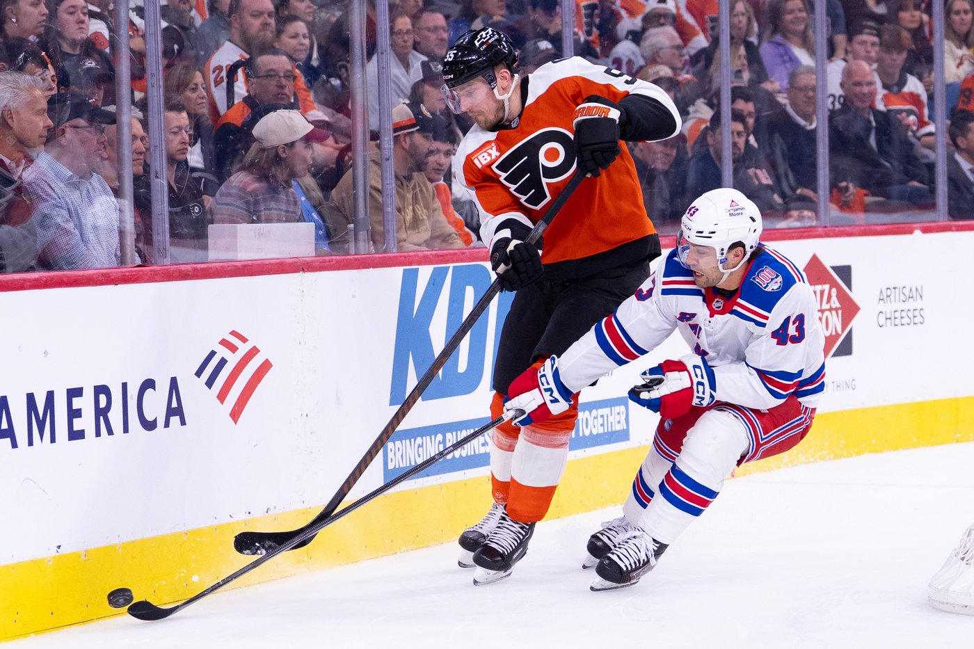 Zibanejad's 3-point game helps Rangers rout Flyers 6-2