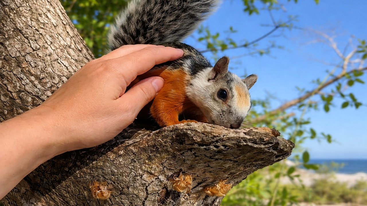I didn’t expect to be welcomed this close by a squirrel