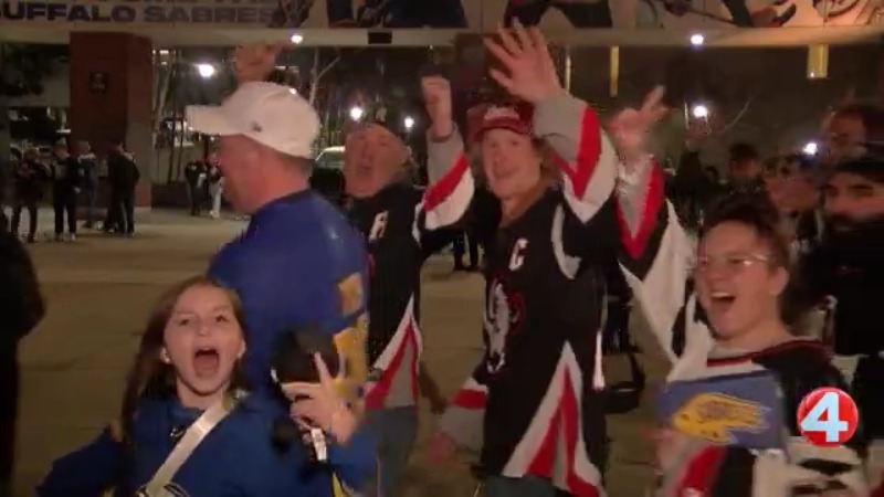 Sabres fans celebrate team’s big win against Tampa