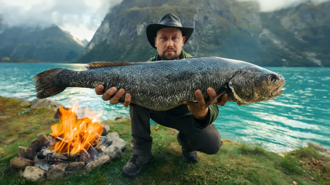 The mission is huge: Monster fish steaks cooked in pine steam