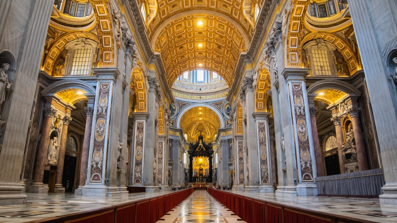 Binnenkijken in de beroemde Sint-Pietersbasiliek in Vaticaanstad