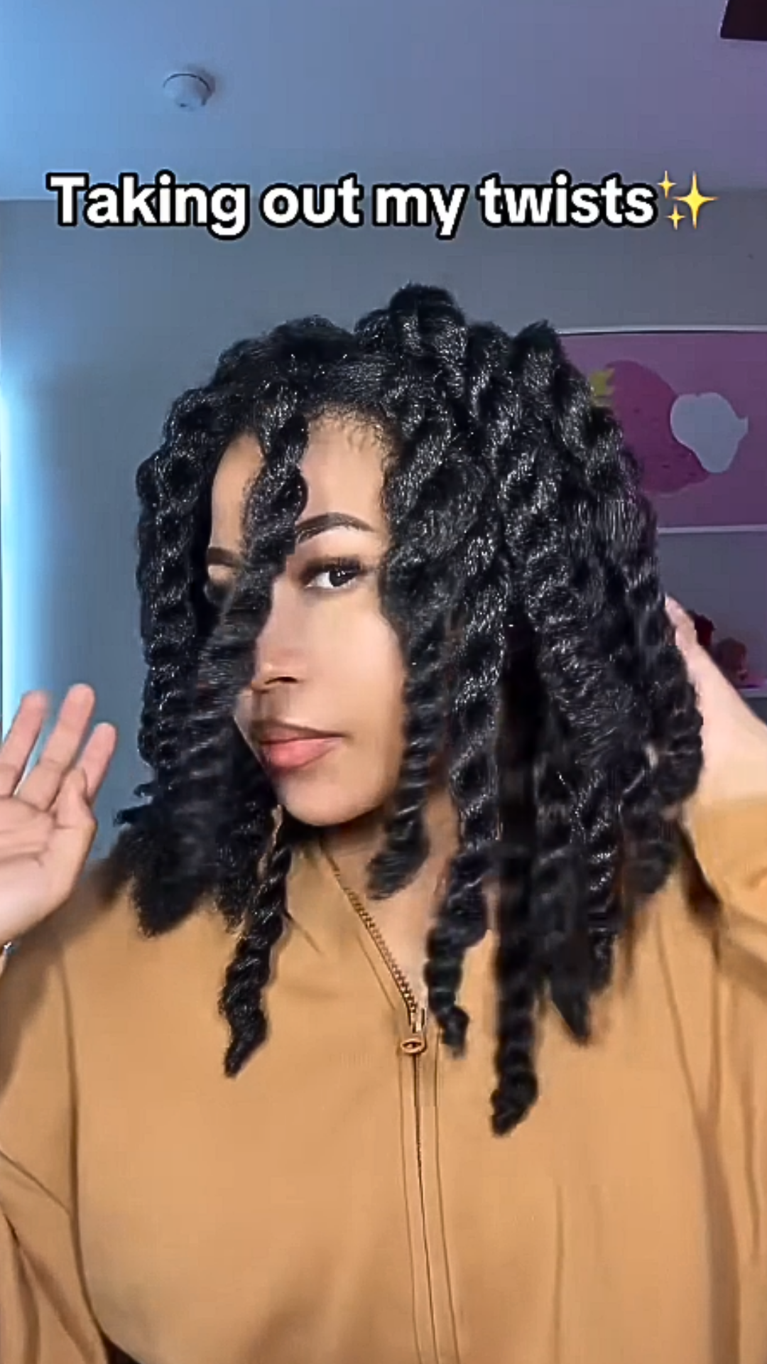 Taking out mini twists and natural hair transformation