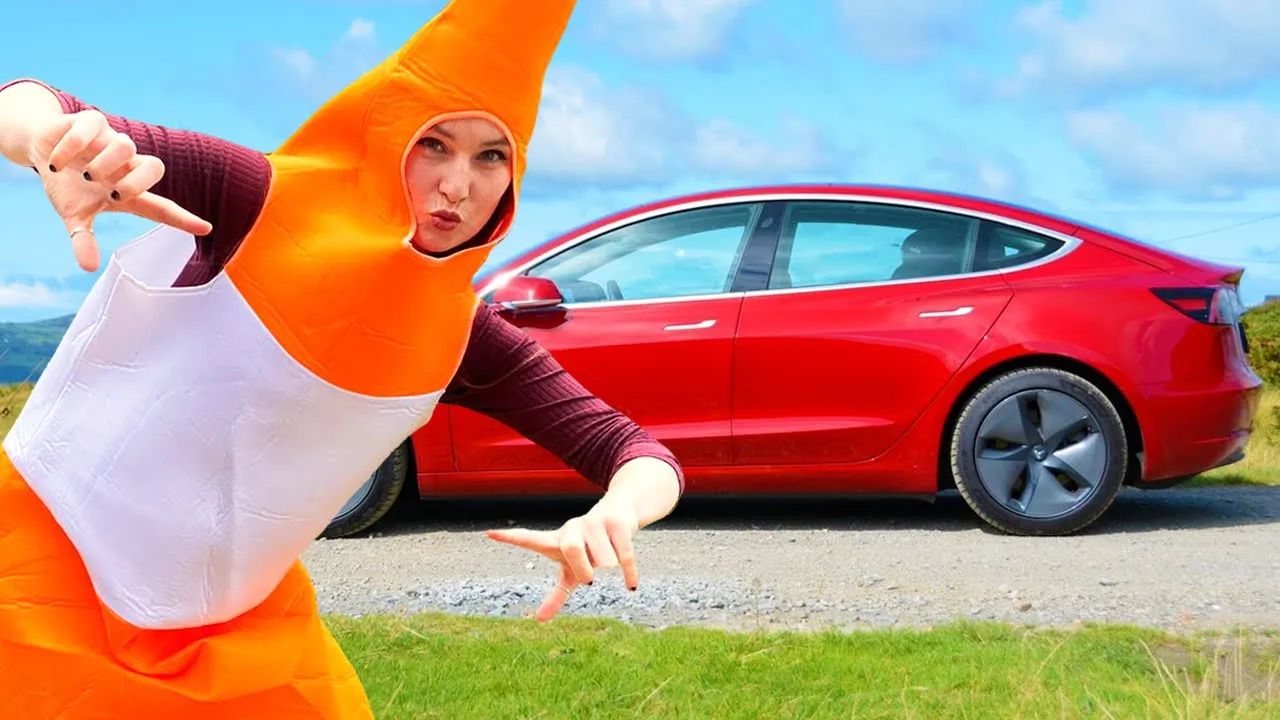 Tricking Tesla Autopilot into thinking my girlfriend was a traffic cone