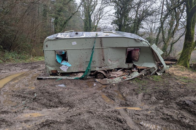 Mysterious caravan dumped in Devon woodland