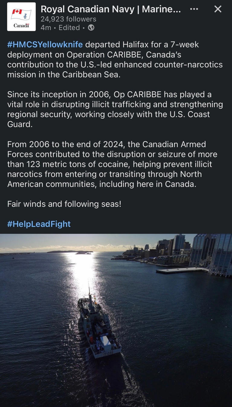 Canada restricts drug boat intel from US Navy's Caribbean airstrike ...