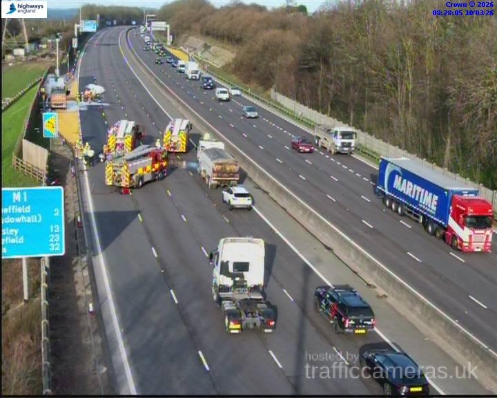 M1 Sheffield: Traffic chaos after lorry catches fire on motorway