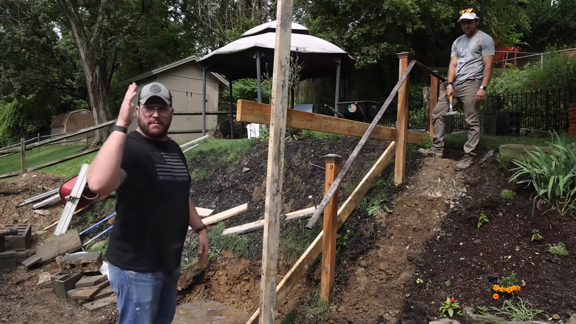 Watch what happens when you pour concrete stairs in the middle of a storm