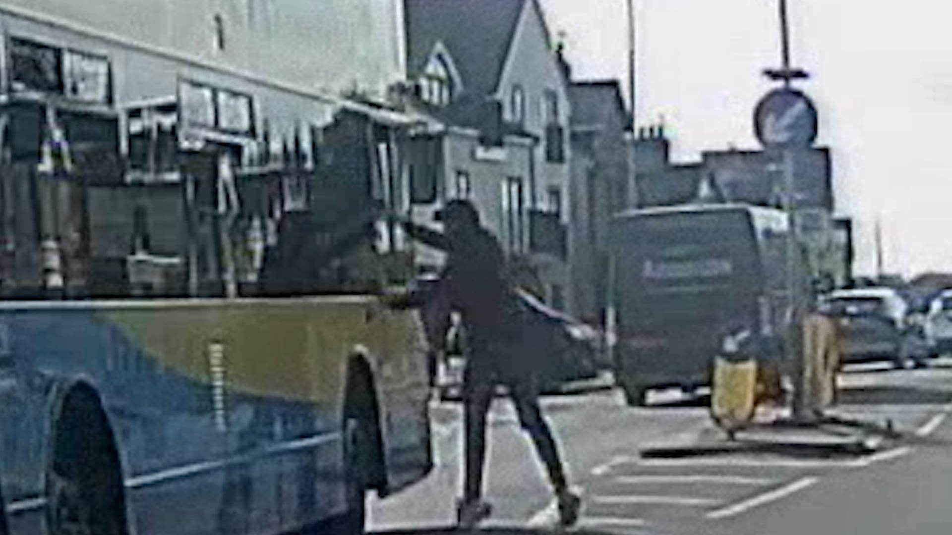 Shocking moment thug attacks bus full of scared schoolchildren