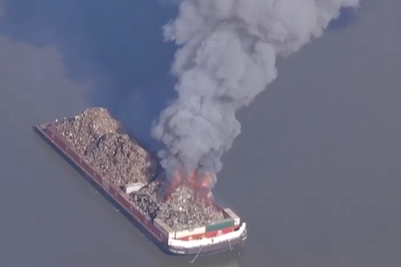 Massive ship explodes into flames on Delaware River as biblical black ...