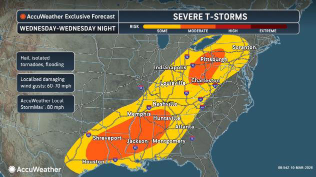 Severe weather outbreak across 20+ states into midweek brings nighttime ...
