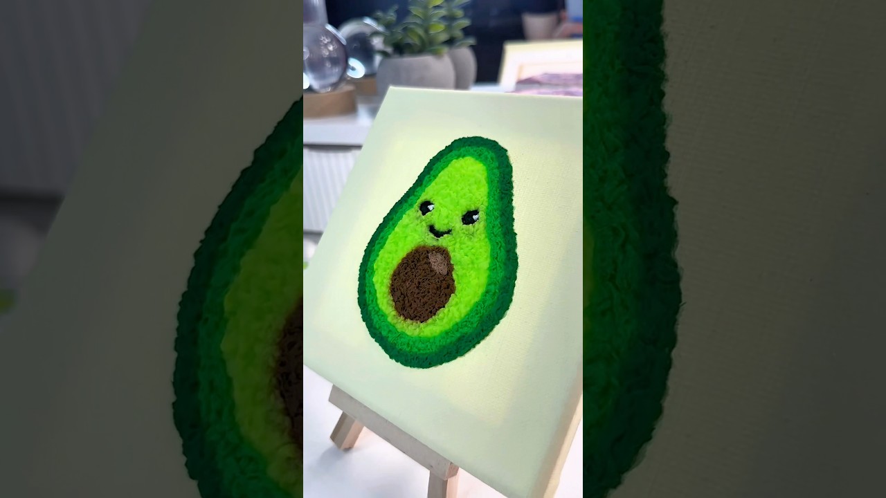 Cutest textured canvas 🥹🥑 #diy #craft #texturedart #canvas #avocado # ...