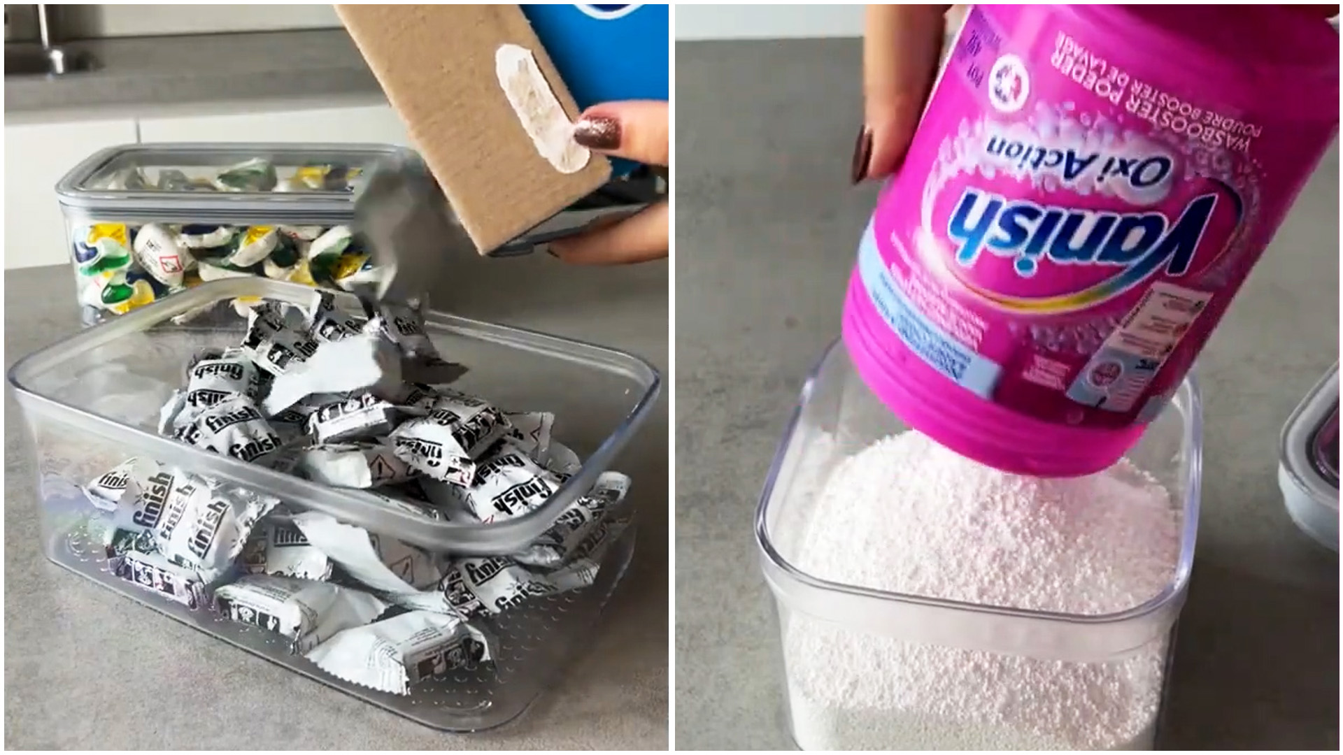 Cleaning supplies restock and home storage organization