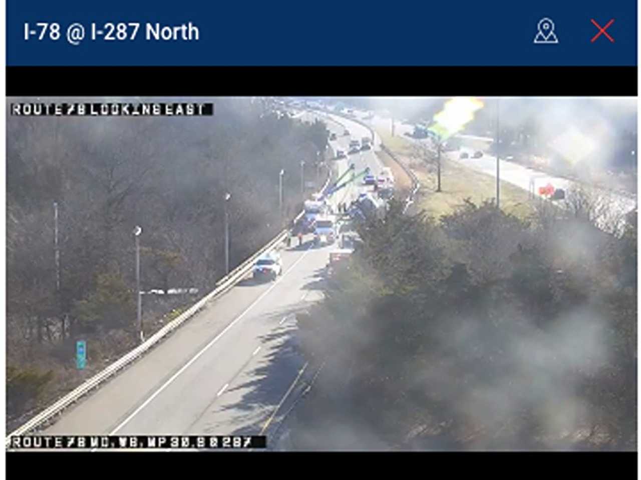 Overturned tractor-trailer shuts down Route 78