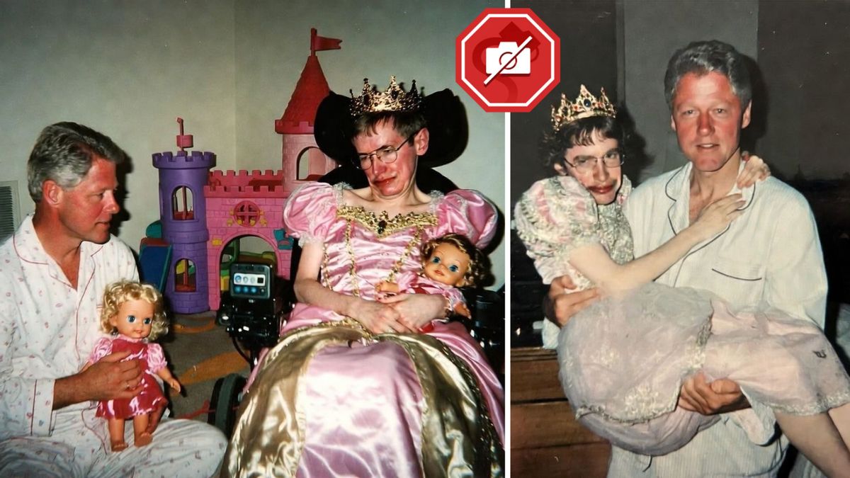 Photos of Bill Clinton with Stephen Hawking in princess costume aren't ...