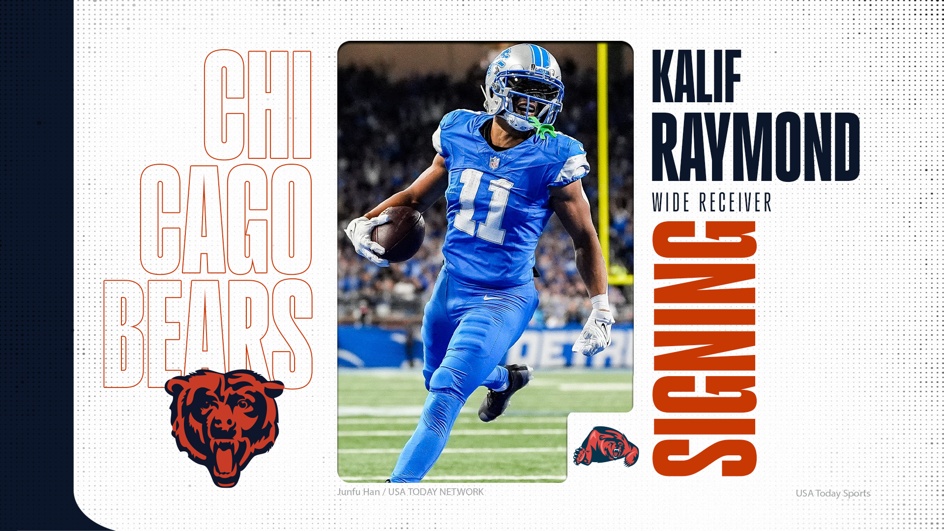 Chicago Bears to sign WR Kalif Raymond