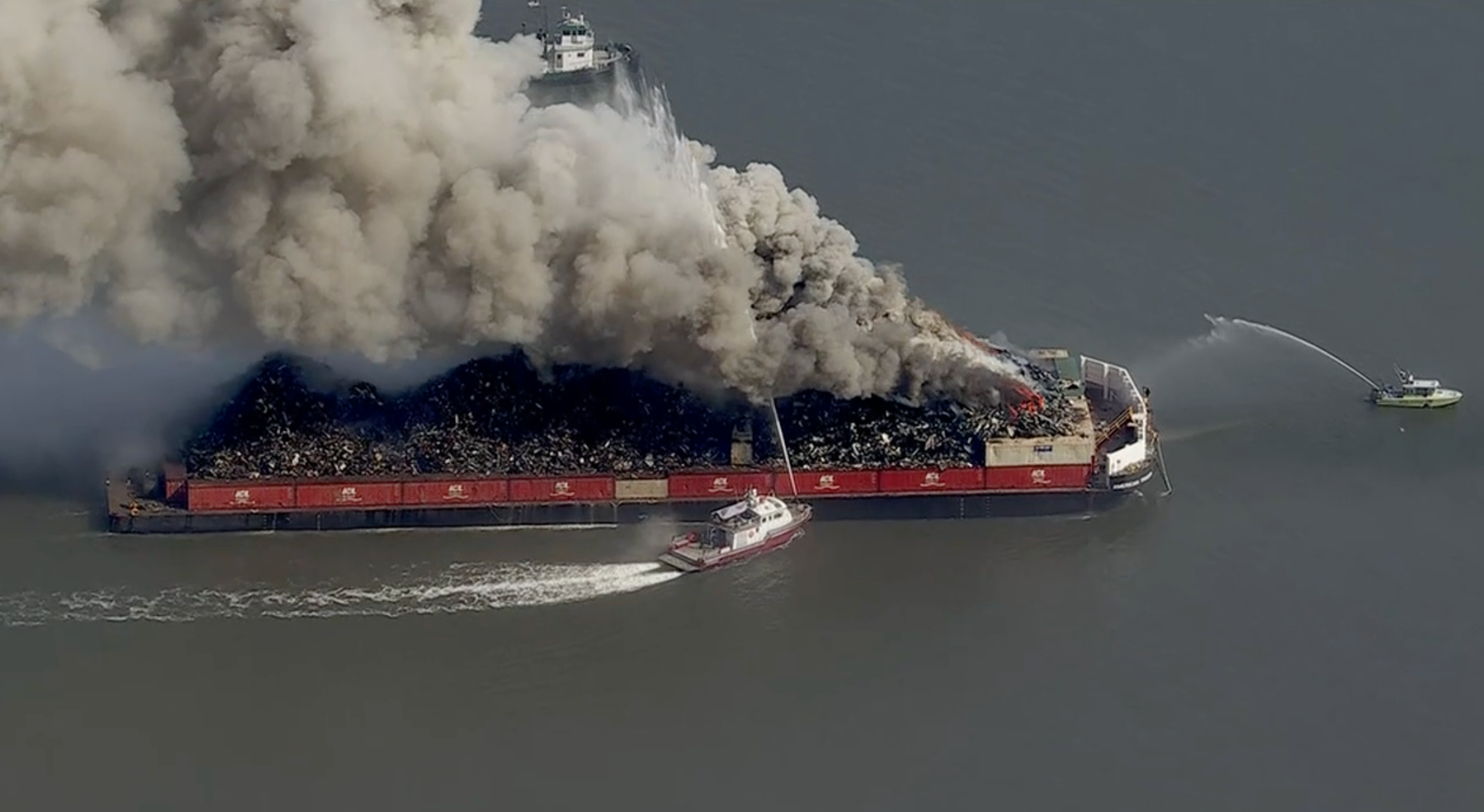 Barge fire burning for 27 hours in Delaware Bay now under control
