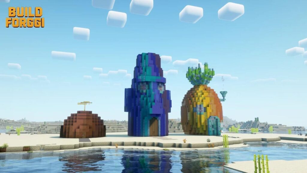 Minecraft player builds a full SpongeBob Conch Street survival base ...