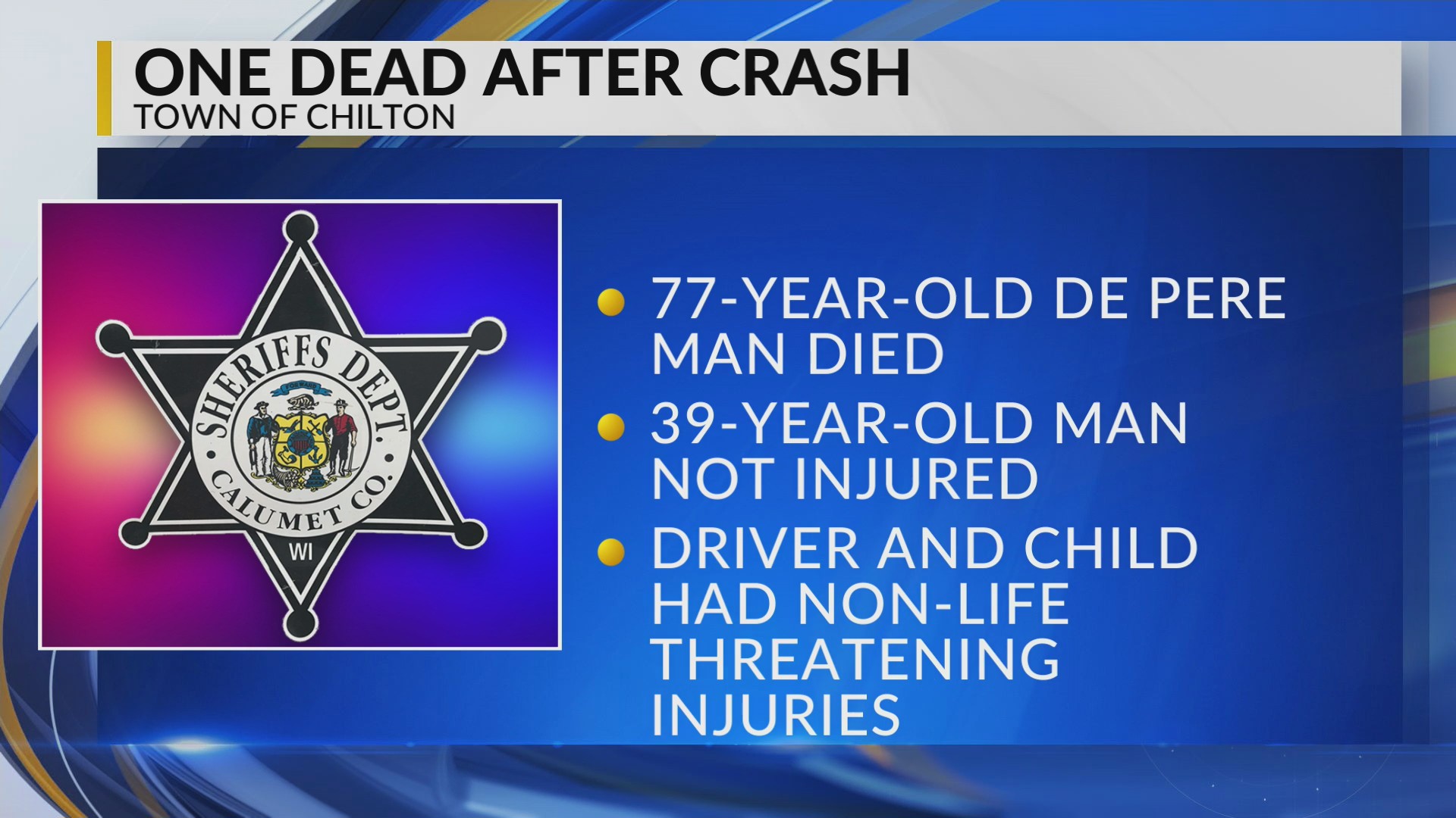 De Pere man dead, multiple hurt following three-vehicle crash in Chilton