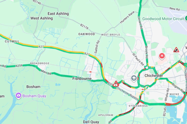 Delays for drivers after crash involving car and a motorbike leaves A27 ...