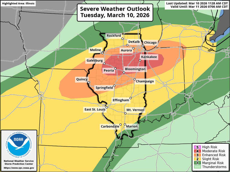 Severe storms likely across Illinois today as SPC upgrades central ...