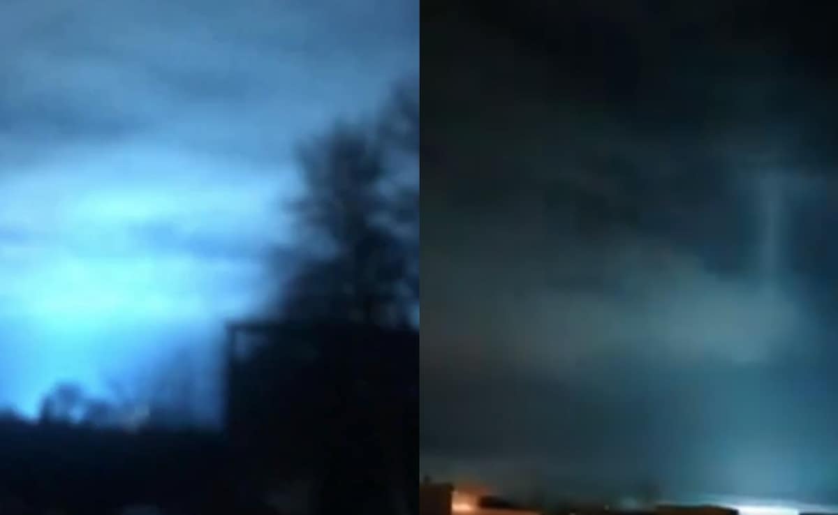 Lightning or new missile? Blue flares light up Iran skies amid strikes
