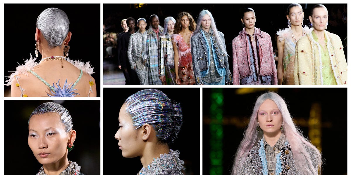 I can’t stop thinking about the chrome hair on the Chanel runway