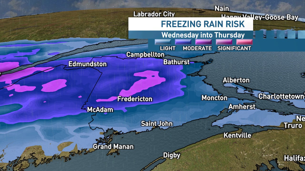 'Severe' freezing rain expected for NB Wednesday afternoon through Thursday
