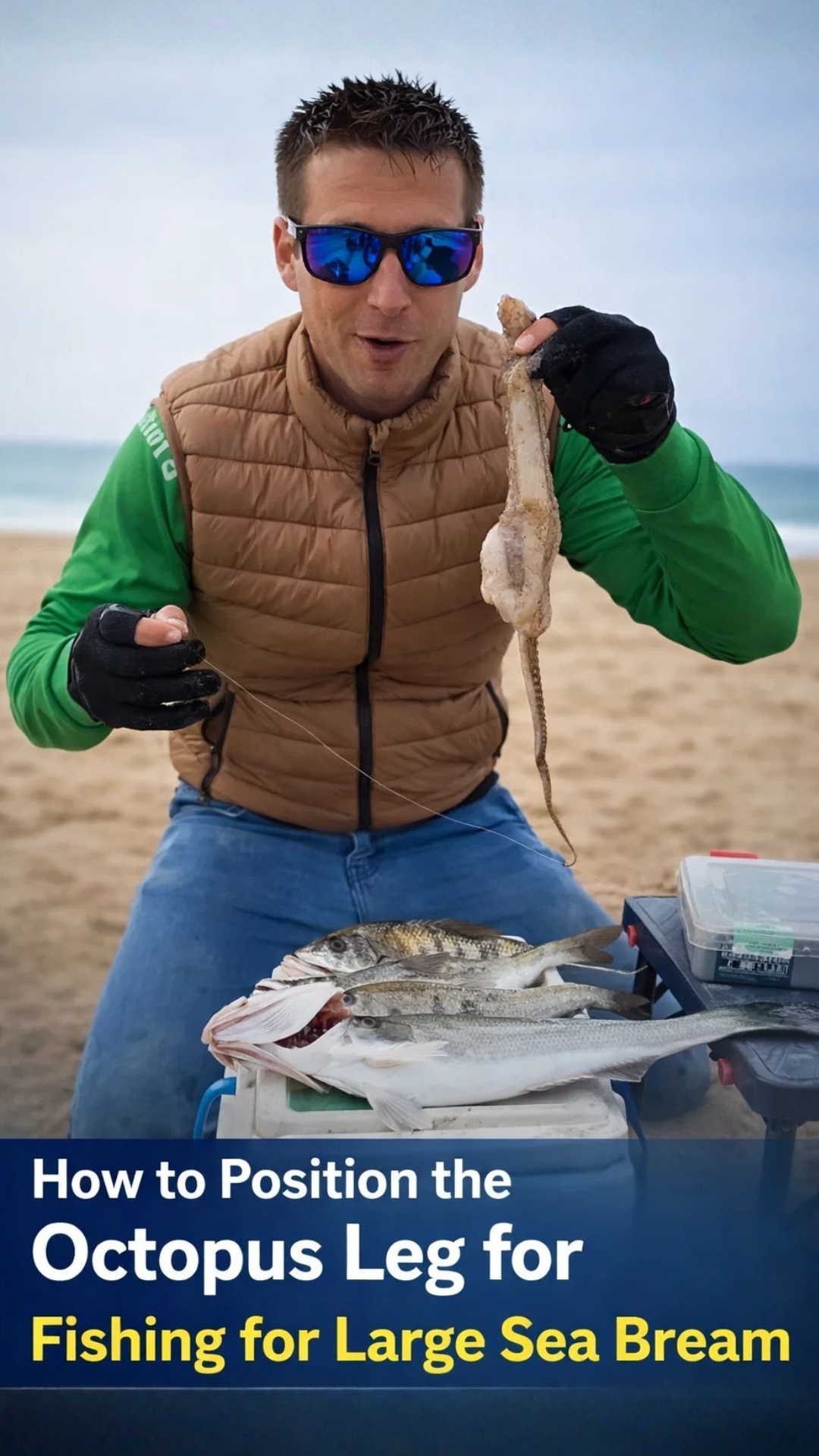 How to position the octopus leg for fishing for large sea bream
