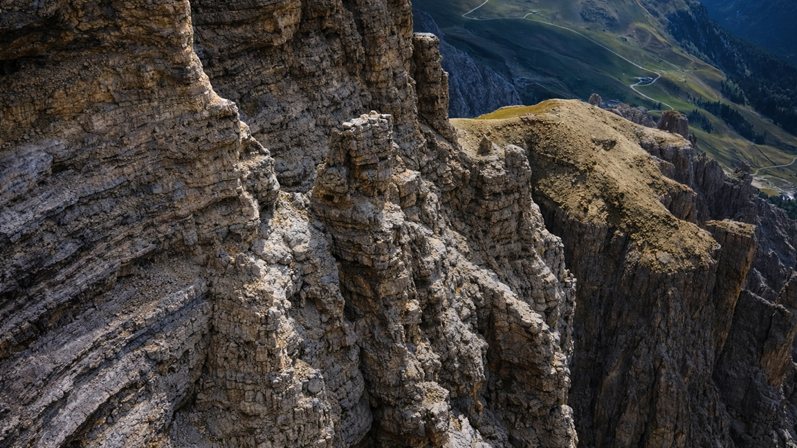 The incredible natural rock towers of the mountain cliffs