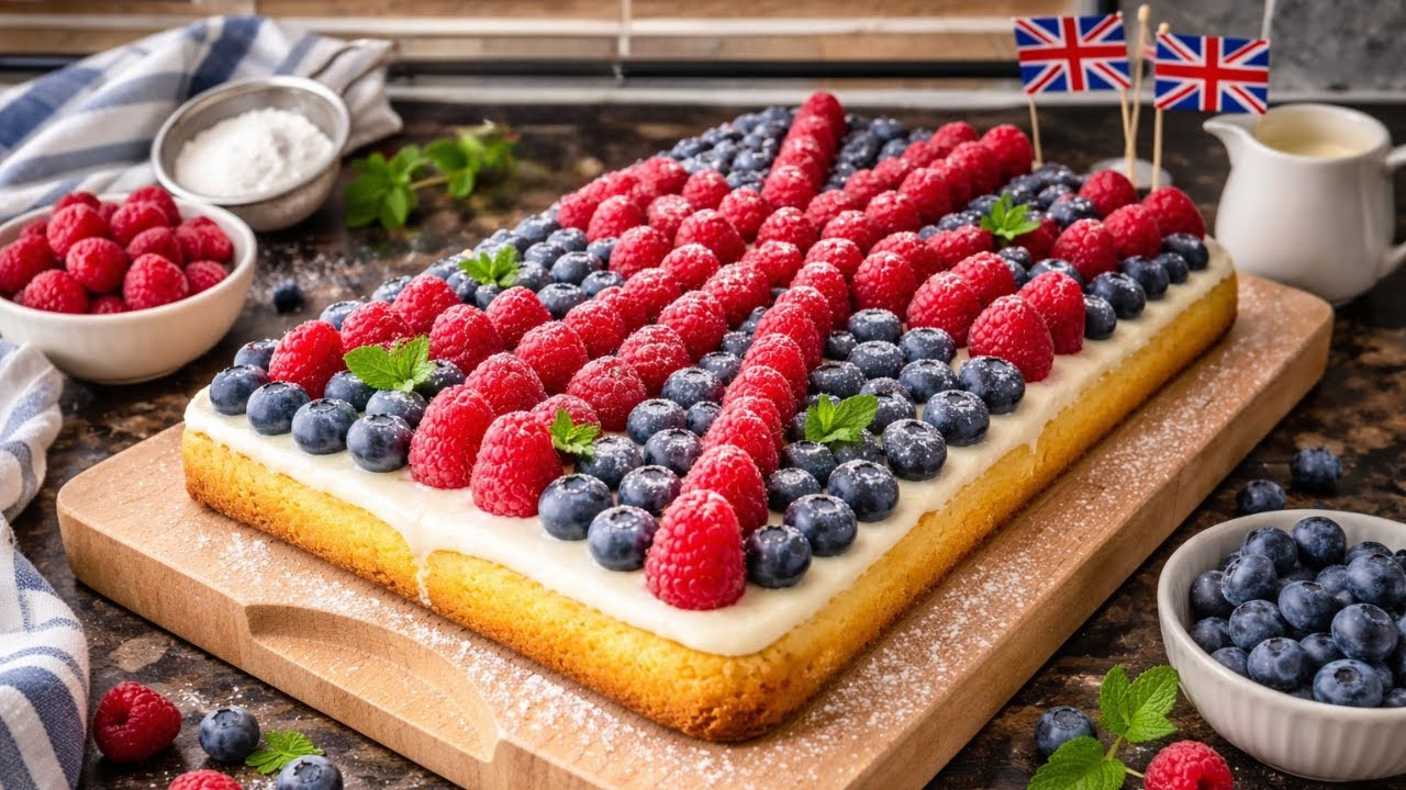 Baking a Union Jack inspired coronation cake