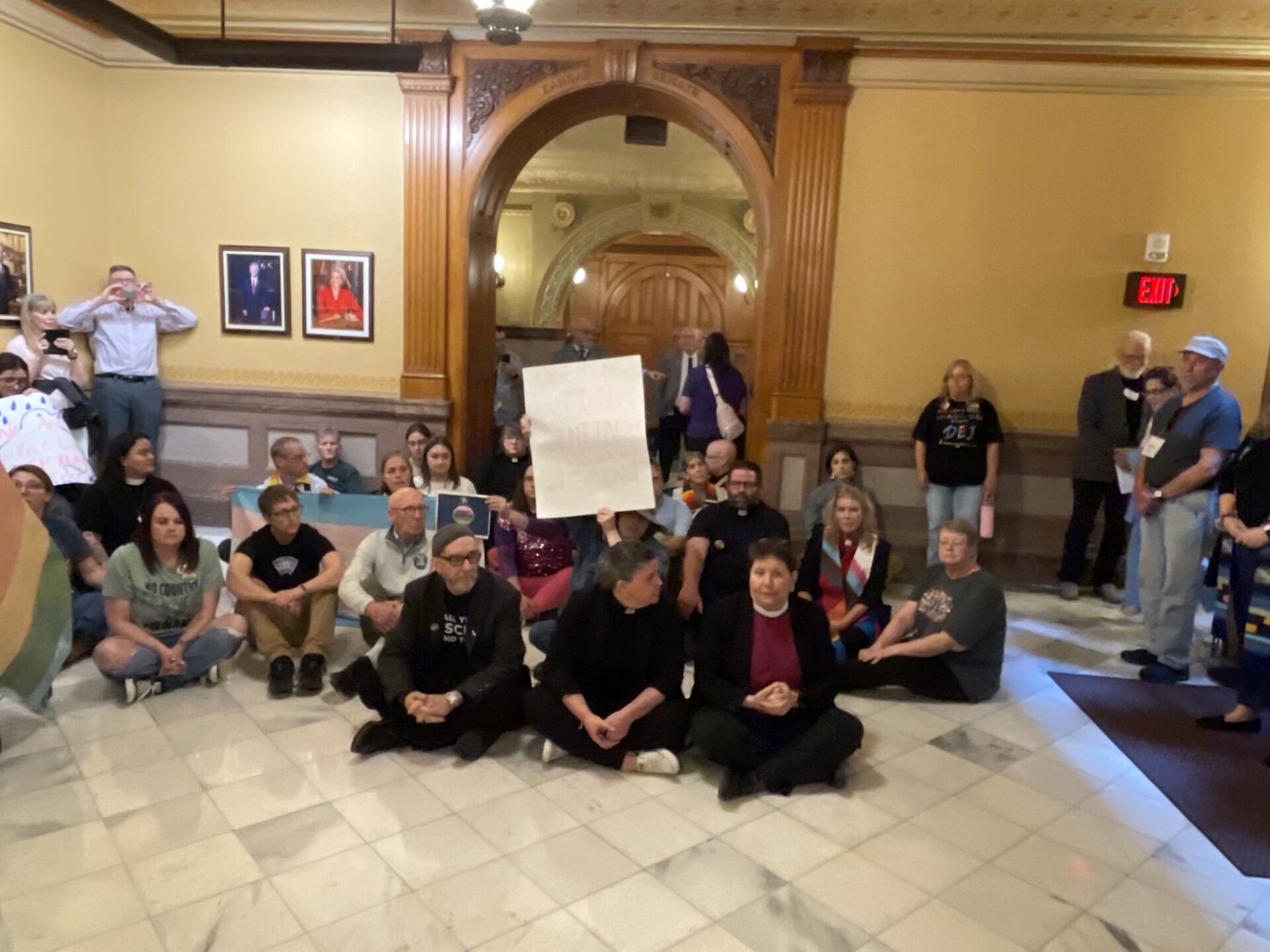 Protesters participate in sit-in opposing 'Bathroom Bill'