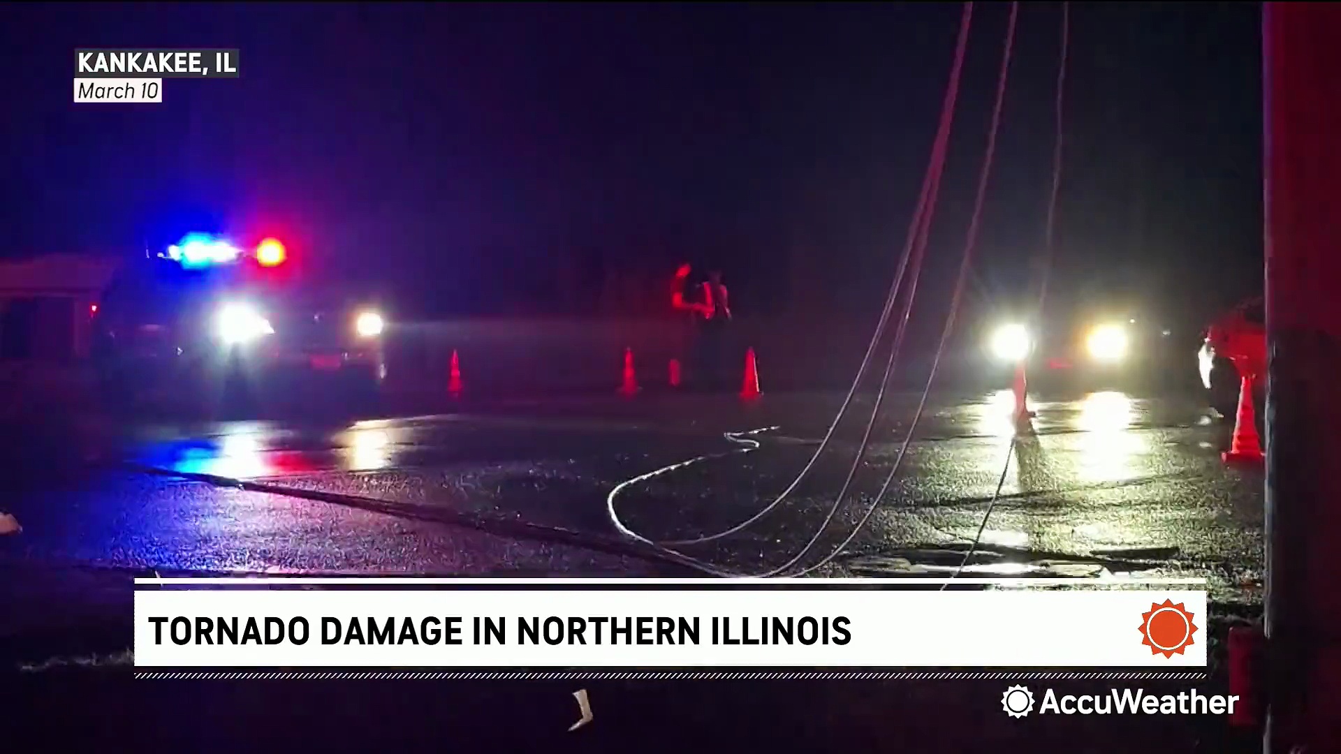 Tornado scatters debris across Illinois town as hail shatters windshields
