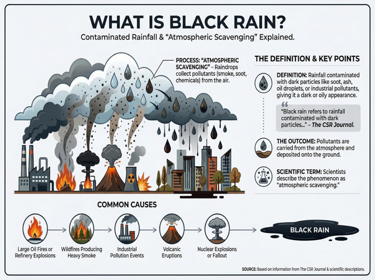 Black rain health risks explained: WHO warns of toxic fallout in Iran