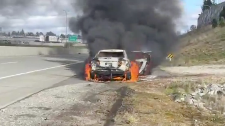 Vehicle catches fire on I-5, blocks afternoon traffic