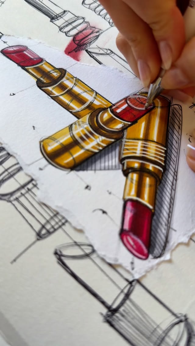 Creative cosmetic design process on paper explained