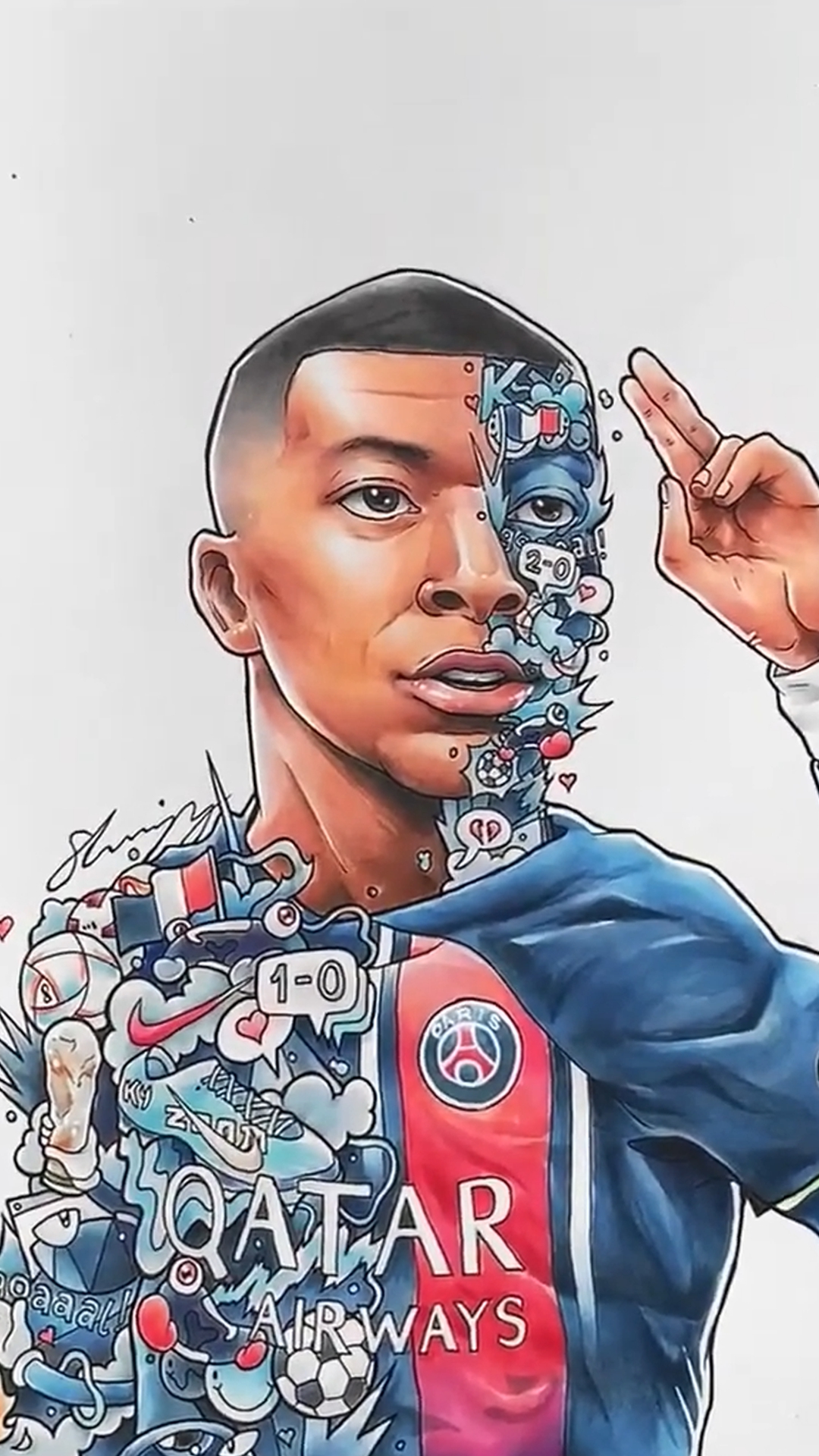 Sketching the famous footballer Kylian Mbappé
