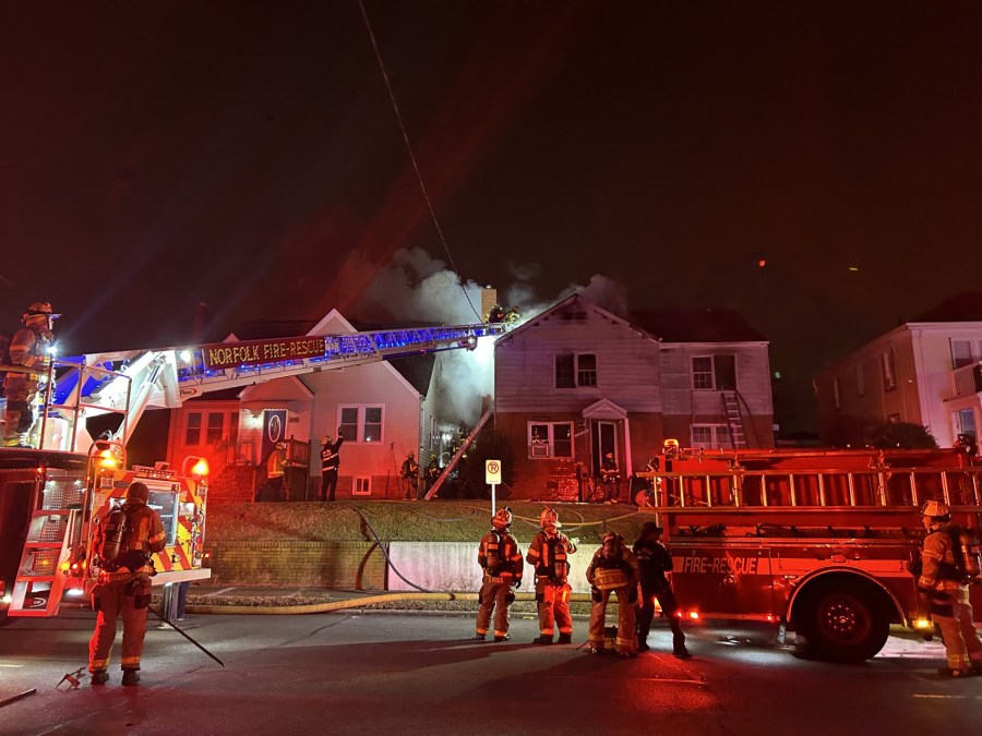 Crews respond to fire on E Ocean View Ave in Norfolk