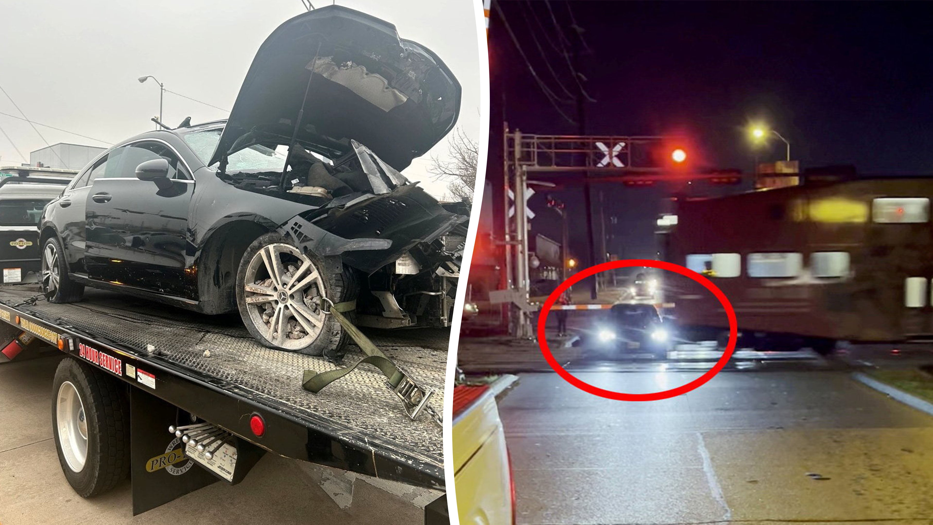 Train smashes into car which broke down on train tracks
