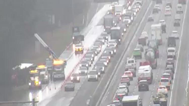Overturned tractor trailer snarls traffic on I-20 near Farrow Road
