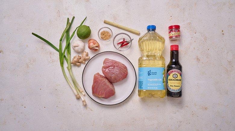 Aromatic soy and ginger-marinated tuna steaks recipe