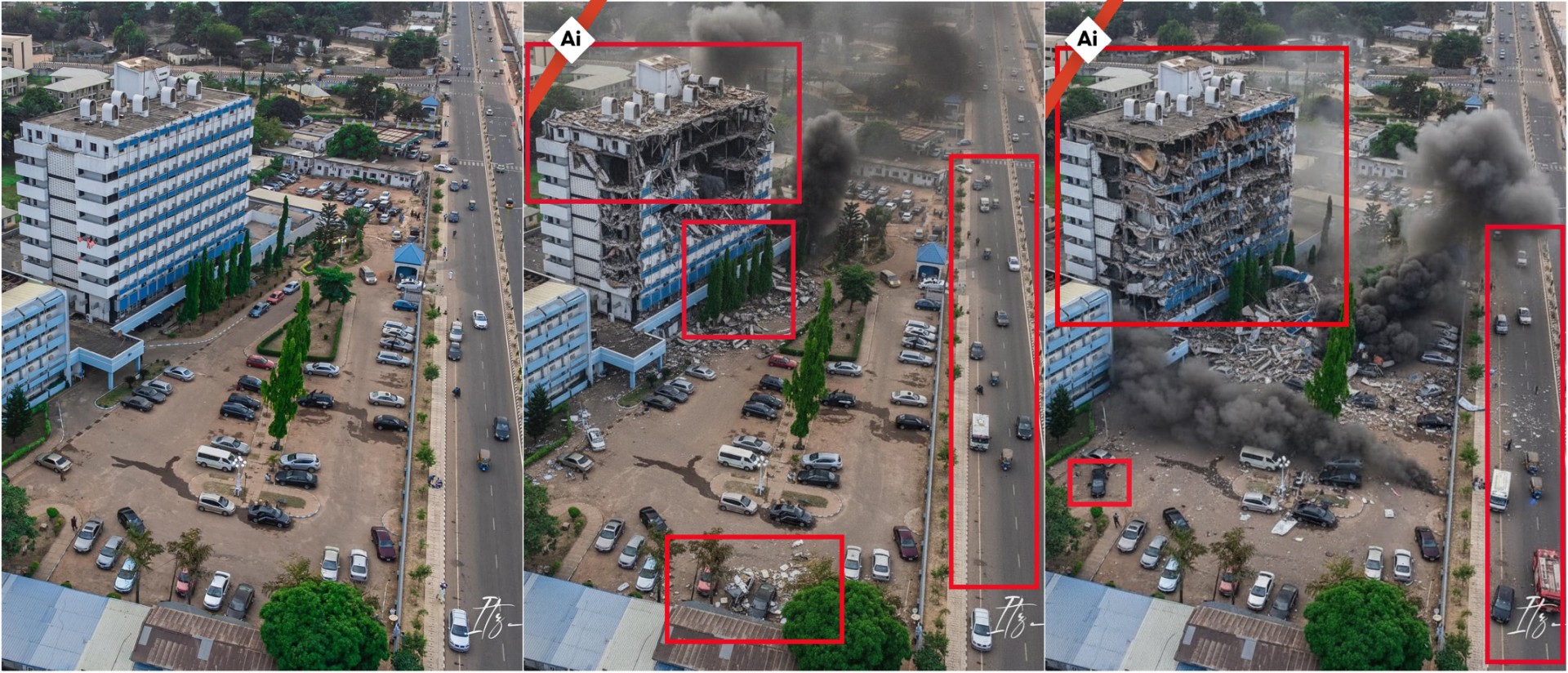 Altered photos showing damaged building falsely linked to US airstrikes ...